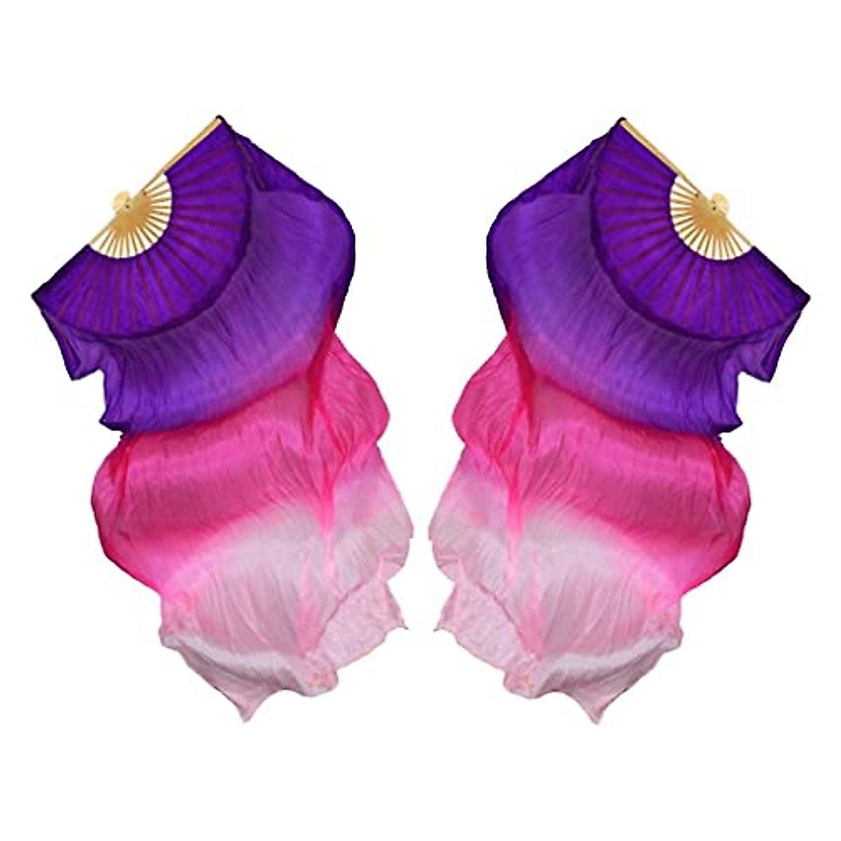 RAZZUM Belly Dance Fan Gradient Fan for Hand Props Fan (Color : Purple+Rosy+White, Size : 180cm)