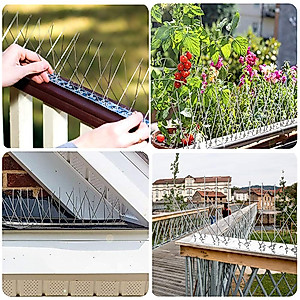 5 Pack Bird Spikes for Pigeons Small Birds Cat, Anti Bird Spikes Stainless Steel Bird Deterrent Spikes-Cover 4 Feet