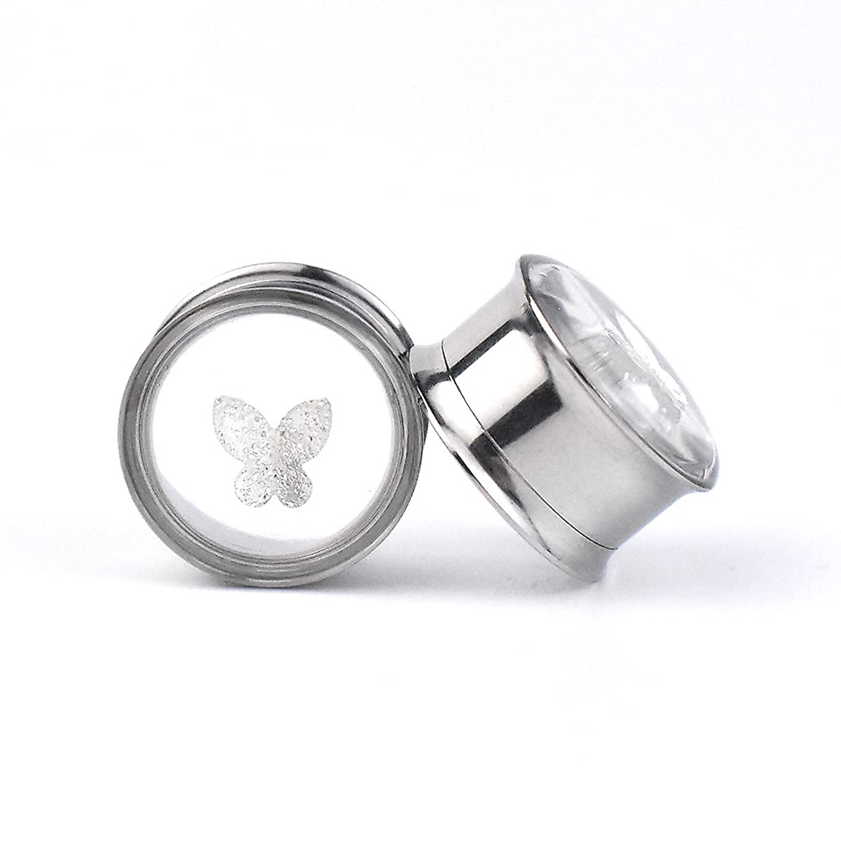 Jboyanpei 6Pcs/3pair Cute Butterfly Ear Gauges Plugs Stretching Kit Tunnels Stainless Steel Screw on Double Flared Expander Size 10mm