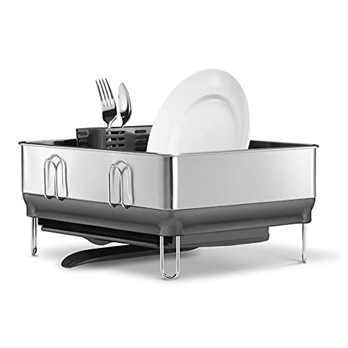 simplehuman Compact Dish Rack: Swivel Spout & Steel Frame