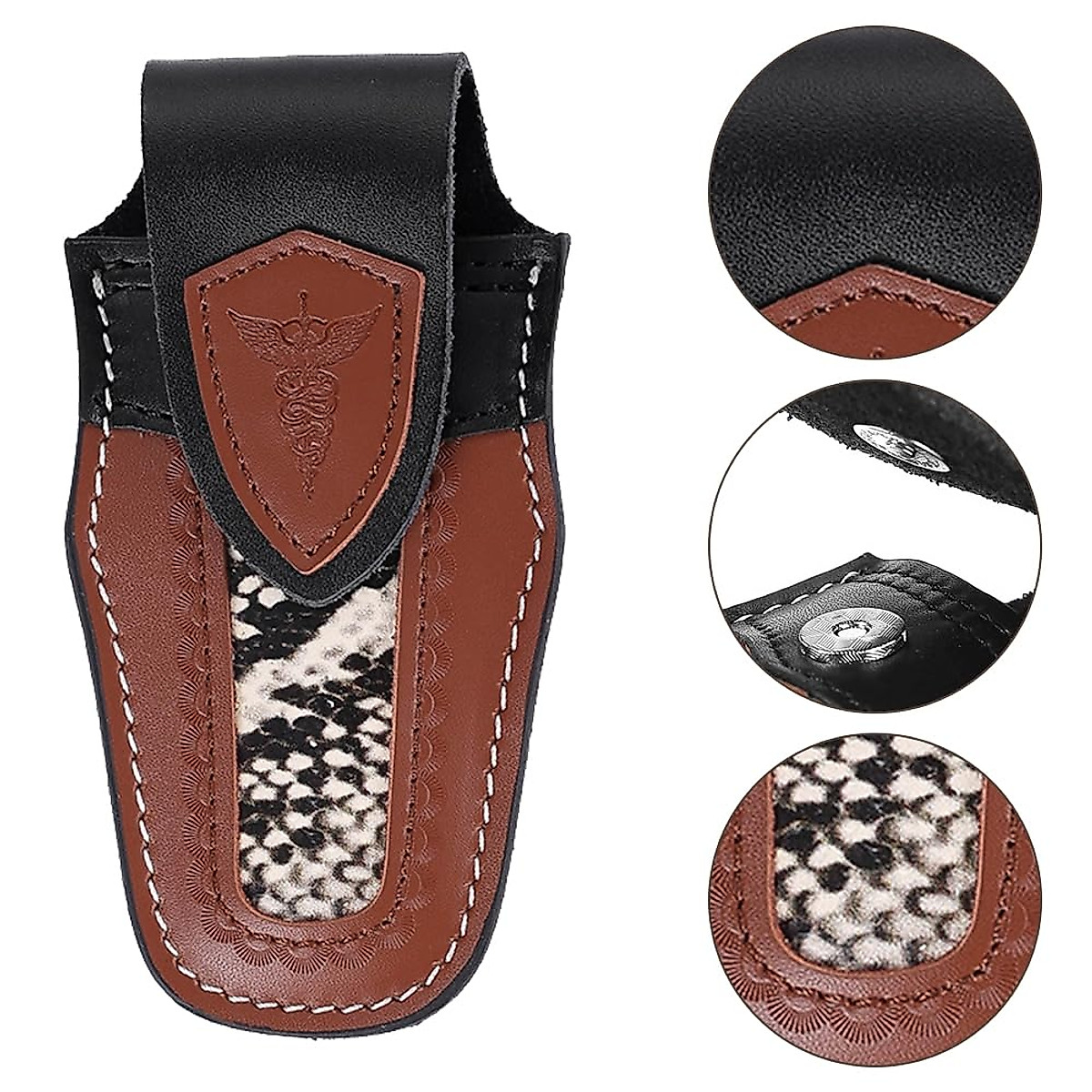 Pocket Knife Sheath, Folding Knife Cover Carved Leather Utility Knife Holster with Belt Clip for Camping Hunting Jungle