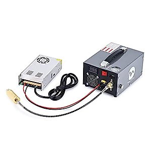 PCP Air Compressor with Built-in Power Adapter,Auto-shutoff,Oil &Water-Free, 4500Psi/30Mpa-5000Psi/35Mpa, Power by 110V /220V AC or 12V DC For Air Gun, Paintball/Scuba Tank,SUV Tires (PCP-AC-MA)