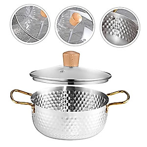 YARNOW 2pcs Korean Ramen Pot Cooking Pan with Lid Stainless Steel Saucepan Korean Pot Instant Noodles Pot Ramen Pot for Cooking Stainless Steel Silver Stew Pot Cookware Practical Pot Milk