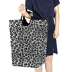 ALAZA Large Laundry Basket Snow Leopard Print Cheetah Gray Laundry Bag Hamper Collapsible Oxford Cloth Stylish Home Storage Bin with Handles, 22.7 Inch