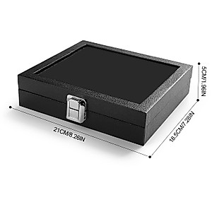 Barelove Jewelry Rings Storage Organizer Case, Black Wooden 36 Slot Velvet Glass Ring Storage Box Display, Earrings Stand Boxes Holder Organized Tray for Jewelry Showcase