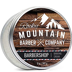 Shaving Cream for Men - Barbershop Scent - Thick Lather for Traditional and Cartridge Shaving by Rocky Mountain Barber Company - 5oz Tin