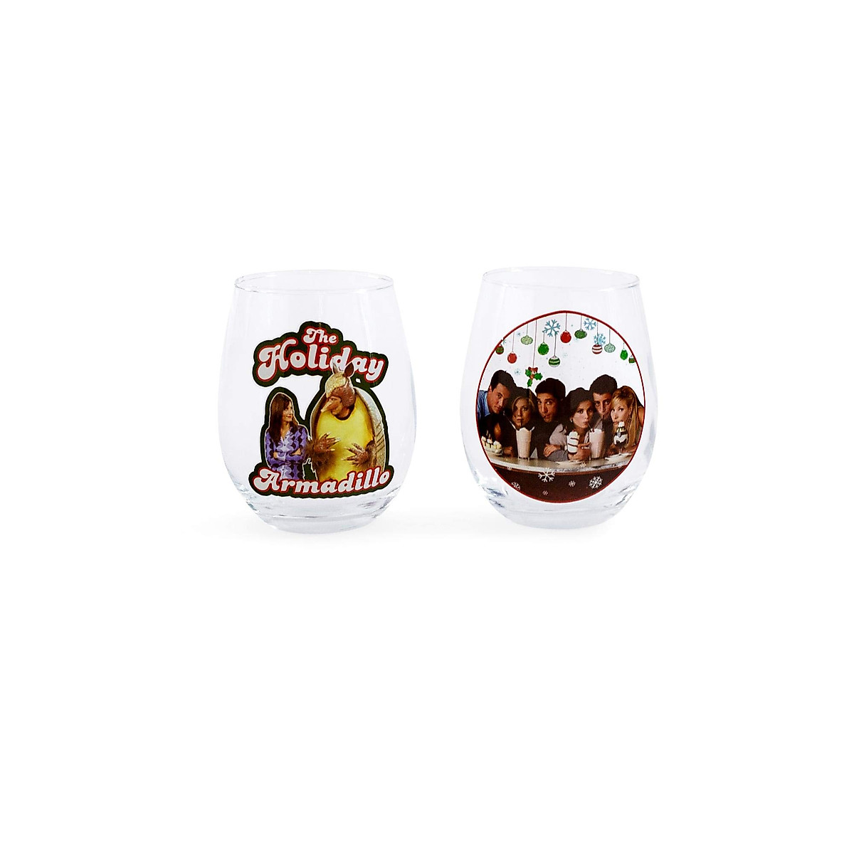 Friends Holiday Stemless Wine Glass Collectible 2-Pack | Each Holds 20 Ounces