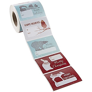 Christmas Sticker Labels for Gifts, 6 Holiday Forest Animal Designs (504 Pack)