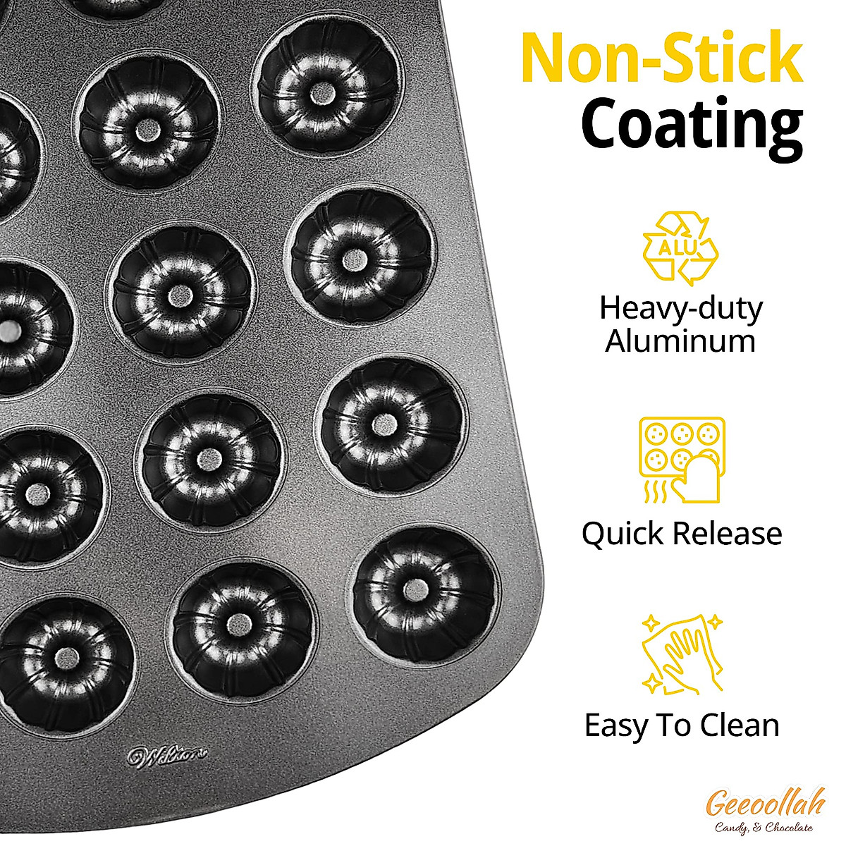 Wilton Mini Fluted Tube Pan – 24-Cavity Cake Pan – Easy To Use Cupcake Pan for Unique Baking Goods – Durable and Reliable Steel Pan with Non-Stick Coating – 16.5 x 10.5 inches