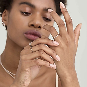 MILACOLATO S925 Sterling Silver Rings for Women Men 18K White Gold Plated Stackable Statement Thin Plain Thumb Ring High Polished Wedding Band Ring Comfort Fit Size 9, 1mm