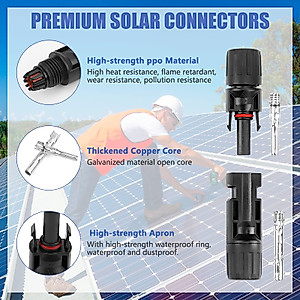 PRECIHW 50PCS Solar Connector, 25 Pairs Solar Panel Connectors, Multi-Contact 4 Connectors, IP67 1000V 30A Waterproof Male/Female Solar Panel Cable Connectors for 2.5/4/6mm² with 2 Pack Wrenches
