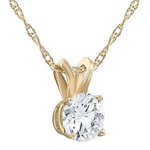 Pompeii3 14k Yellow Gold 1/2 Ct Diamond Round-Cut Solitaire Pendant Women's Necklace