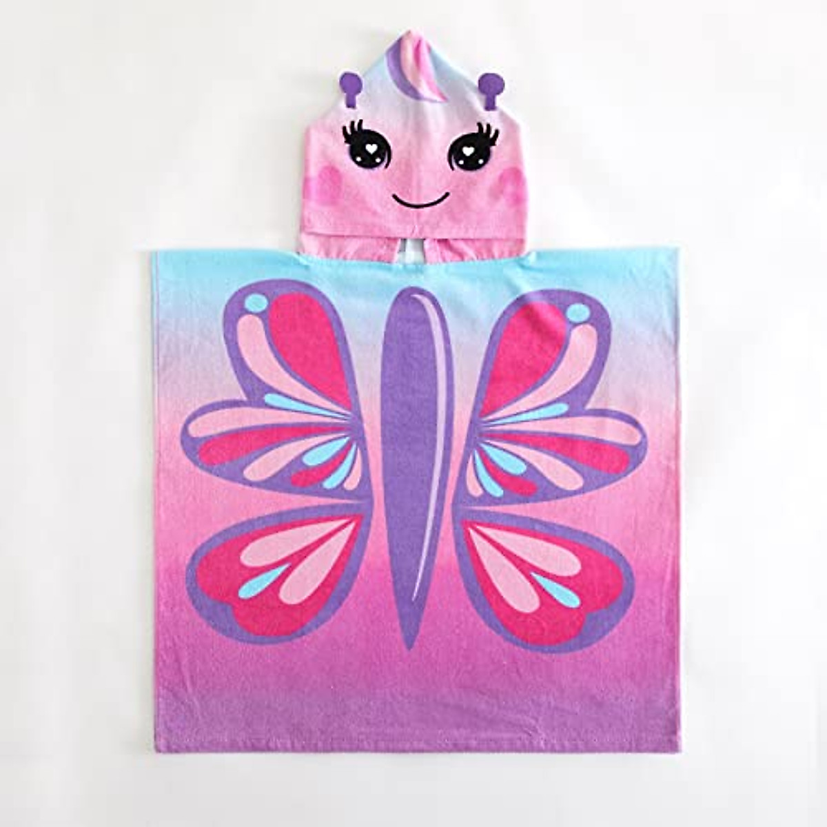 BEACH HOUSE Butterfly Hooded Poncho Beach and Bath Towel for Kids, Purple