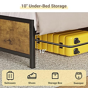 Zevemomo Queen Size Bed Frame with Storage Headboard, Metal Platform Bed Frame with RGB LED Lights & USB Ports, Heavy Duty Metal Slats Support No Box Spring Needed