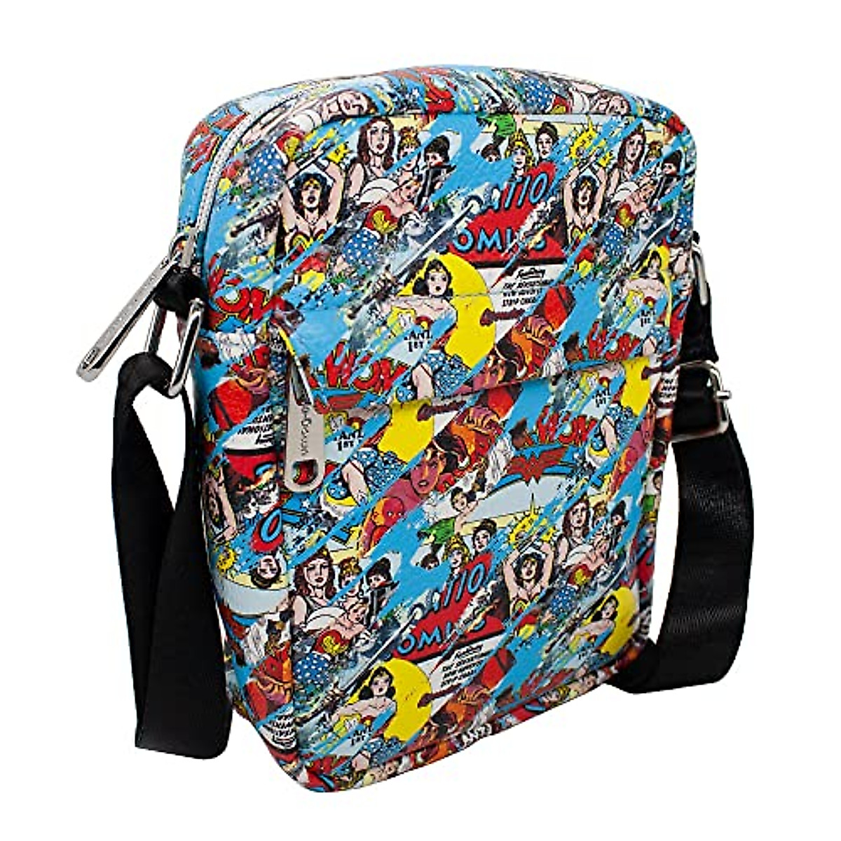Buckle Down Dc Bag, Cross Body, Wonder Woman Comics Scenes Through The Years Stacked, Vegan Leather