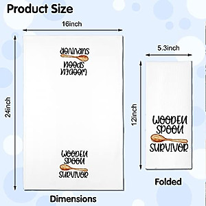 RZHV Wooden Spoon Survivor Kitchen Towel l, Funny Spoon Dish Towel Gift for Women Sisters Friends Mom Aunty Hostess Lover, Housewarming New Home