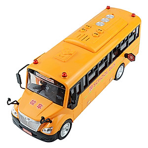 Diecast Toy School Bus, Burrs-Free Battery-Operated Toddler Educational Alloy Bus Car Toy