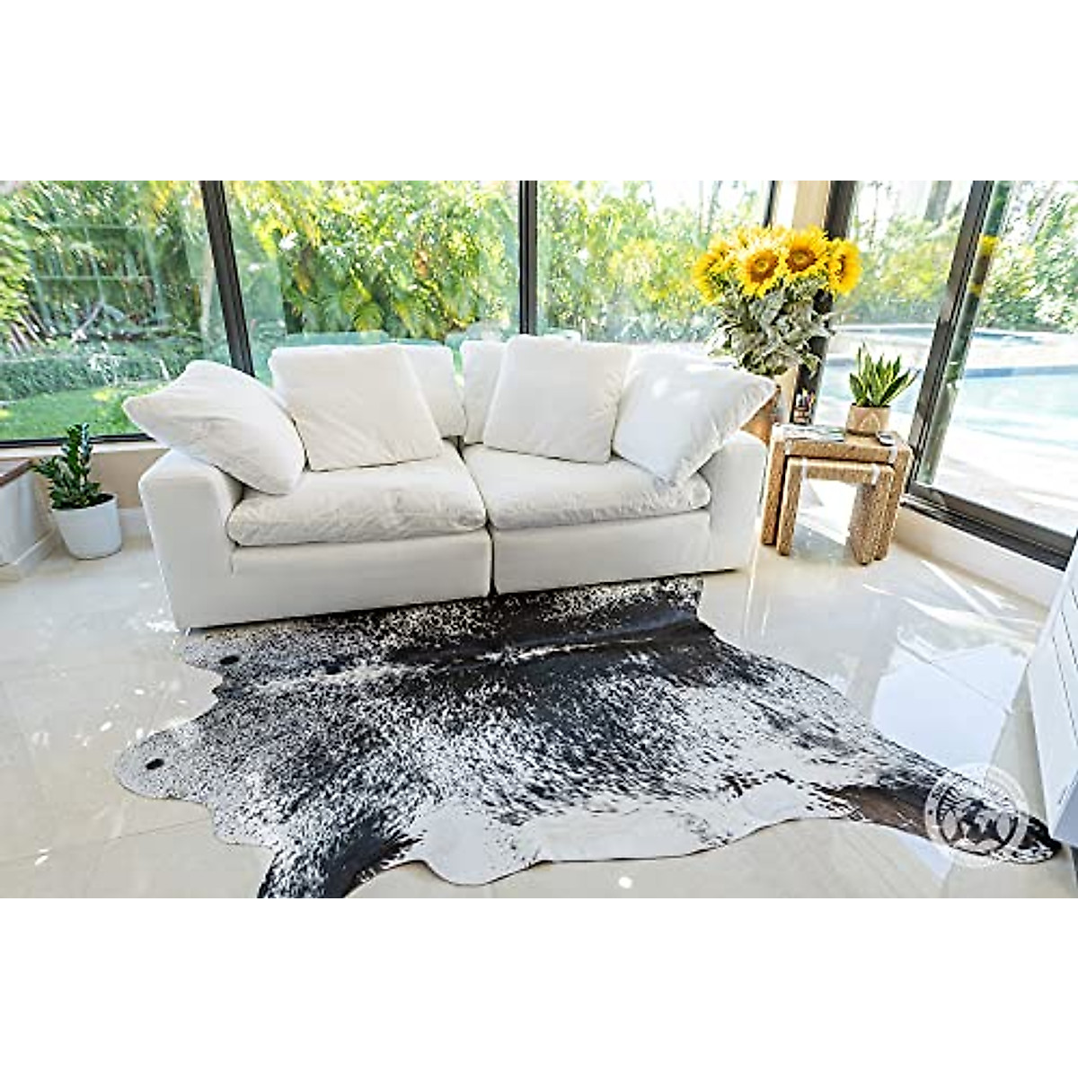 Genuine Salt and Pepper Black and White Cowhide Rug 6 x 7 ft. 180 x 210 cm