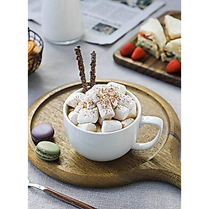 Teocera Porcelain Large Coffee Mugs Set, Jumbo Mugs, Soup Bowls with Handles, 24 Ounce for Coffee, Hot Cocoa, Cereal - Set of 4, White