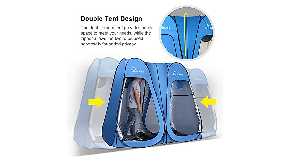 WolfWise 2 Room Pop Up Shower Tent for Outdoor Camping & Travel