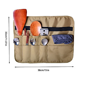 PWPAM Camping Tableware Storage Bag Picnic Cutlery Organizer Bag Cooking Utensils Hanging Bag (Square)