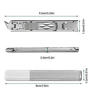 SGNEKOO Ultra-Thin Nail Clippers Foldable Nail Cutter with Double End Curved and Bevel Blade Portable Fingernail Trimmer & Nano Polish Glass File Kit (Silver)