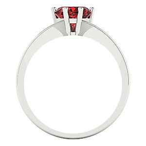 Clara Pucci 1.45ct Heart Cut Solitaire split shank Natural Scarlet Red Garnet 4-Prong Classic Statement Ring 14k White Gold for Women