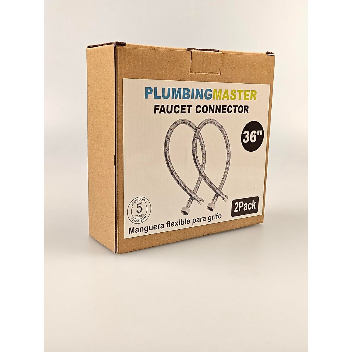 PLUMBINGMASTER 36'' Faucet Hose Connector, 3/8" Comp x 1/2" FIP Braided Stainless Steel Faucet Water Supply Lines for Bathroom Kitchen Sink Faucet 2Pcs