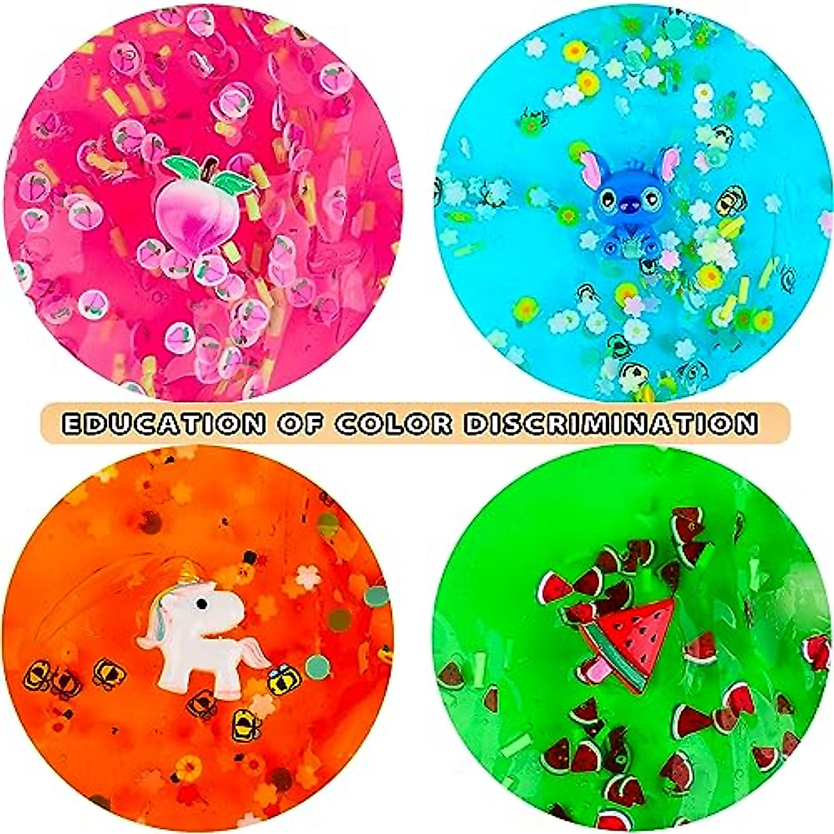 DAHIOQHAJ 4 Pack Jelly Cube Crunchy Slime Kit, Premade Jelly Clear Crunchy Slime for Girls & Boys, Super Soft Non-Sticky Cute Sludge Toy, Party Favor for Kids