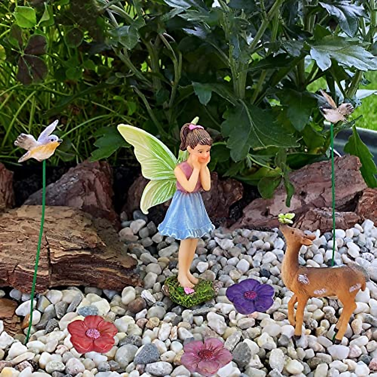 Mood Lab Fairy Garden - Miniature Accessories and Figurines Kit - Deer Set of 7 pcs - for Outdoor or House Decor