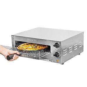 CROSSON Countertop Electric Frozen Pizza Oven For Indoors with 30-minitue Timer,Glass Door and Interior Light,Commercial Pizza Maker for Restaurant and Home Use,120V/1550W (13 Inch)