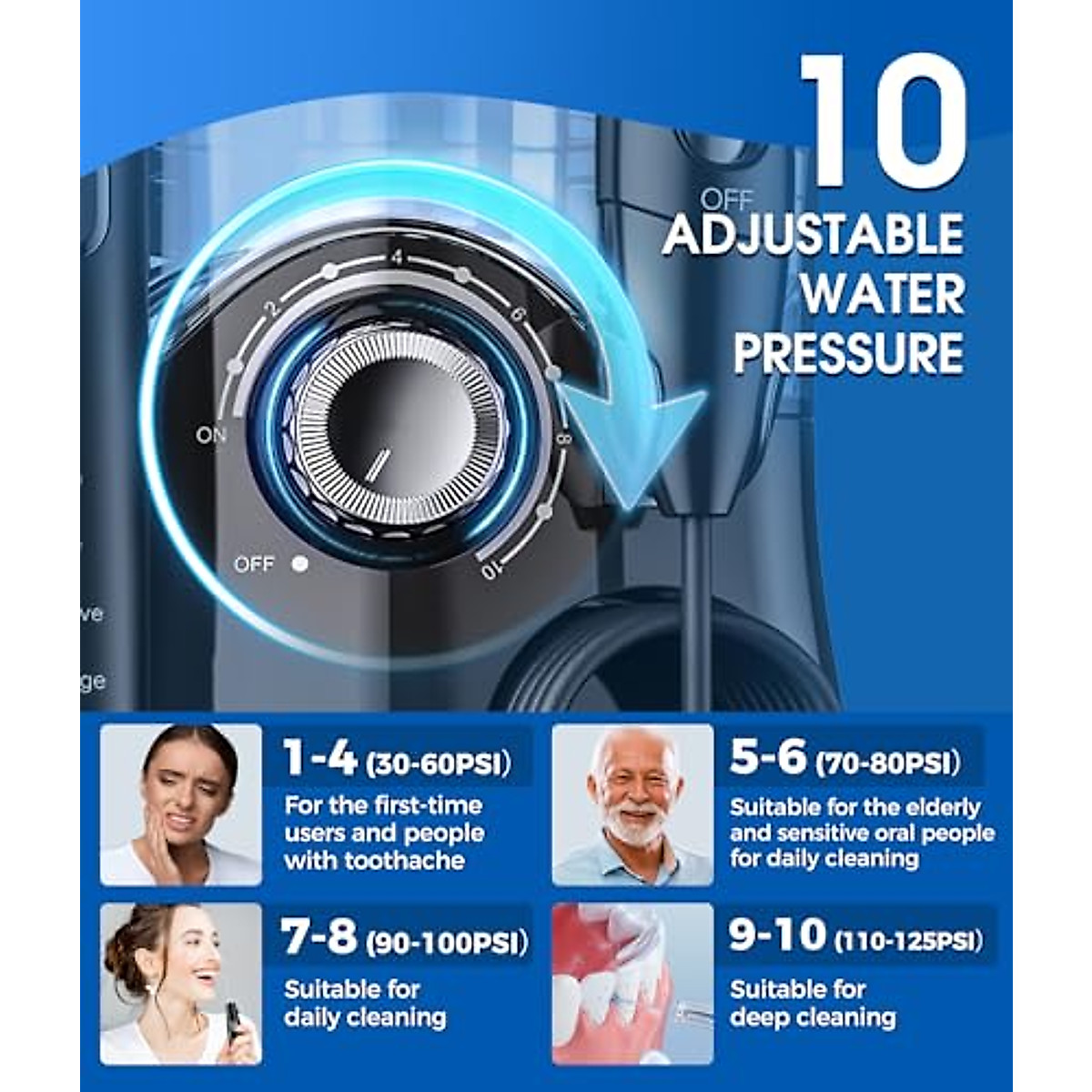 Electric Toothbrush with Water Flosser,600ML Oral Irrigator Water Flosser with 7 Jet Tips,10 Adjustable Water Pressure,Sonic Electric Toothbrush with 2 Brush Heads,5 Modes(Black)