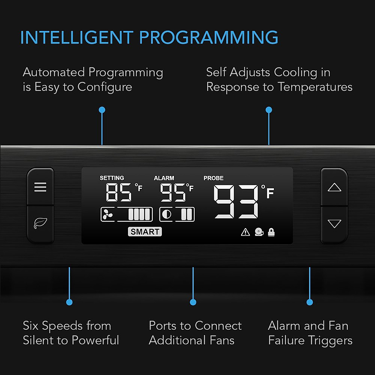 AC Infinity AIRCOM T9, Quiet Cooling Fan System 17" Top-Exhaust for Receivers, Amps, DVR, AV Cabinet Components