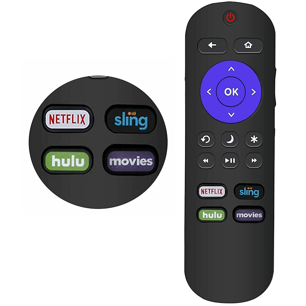 Universal Remote Control Compatible with All Insignia Roku TVs, All Insignia Roku Smart TV with Netflix/Sling/Hulu/Movies- No Setup Required