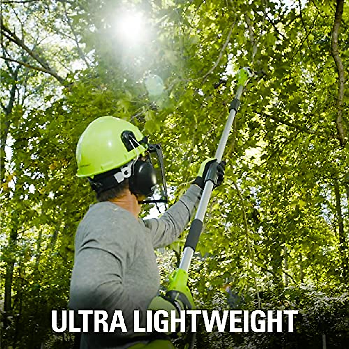 Greenworks 40V 8-inch Cordless Pole Saw with Hedge Trimmer Attachment 2.0Ah Battery and Charger Included, PSPH40B210
