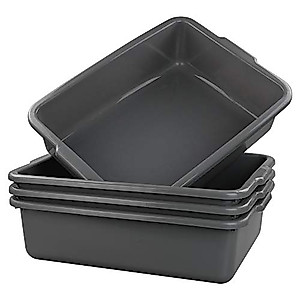 Begale 4-Pack 23 L Large Plastic Commercial Utility Bus Box, Bus Tubs, Gray