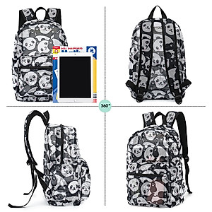 Fuyicat Panda Mesh Backpack for Women Girls, Semi-Transparent School Bag Bookbag See Through Beach Bags for Kids Adults