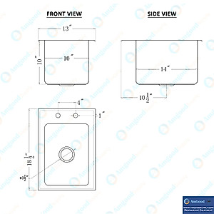 Stainless Steel Drop Sink - 1 Compartment Drop in Sink 10"x14"x10" | NSF | Utility | Commercial | Laundry | Kitchen