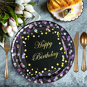 32pcs Gold Happy Birthday Napkins Cocktail Paper Happy Birthday Birthday Disposable Paper Napkins 6.5x6.5 Inches Folded