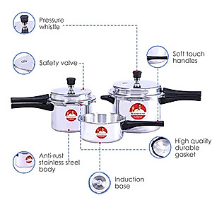 Wonderchef Platinum Pressure cookers combo 2L,3L & 5L Silver