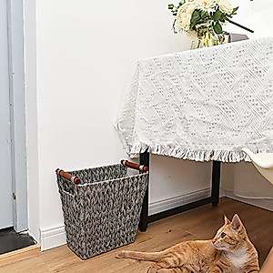 GRANNY SAYS Woven Waste Basket, Gray Wicker Basket with Wood Handles, Wicker Waste Basket for Bathroom Living Room, 2-Pack, 13" x 7 ½" x 12 ½"
