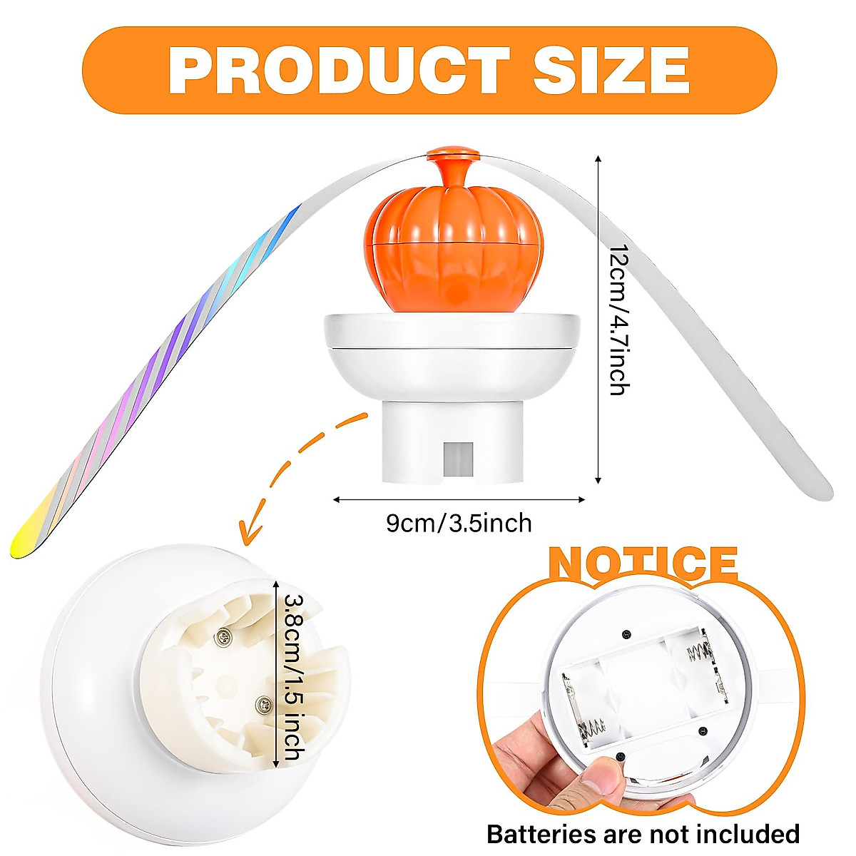 MANOPORA 4 Pack Fly Fans for Tables, Creative Pumpkin Shapes Fly Fan Portable Tabletop Food Fan, Indoor Outdoor Battery Powered Picnic Camping Fly Fans for Picnic, Party, BBQ, Kitchen, Restaurants