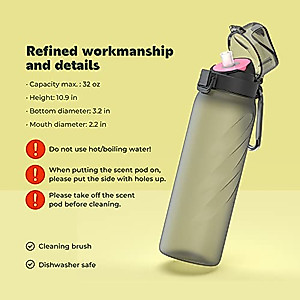 JMEY Upgrade Gen 3.0 Scent-Based™ Water Bottle with Straw Leakproof Flip, 1-Pack Scent Pod (D-Ring™ Plus, 60 Days), BPA-Free, 32oz for Travel Sports Gym Home Outdoor School - Black+Clear Lid