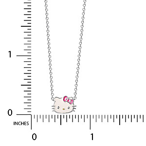 SALLY ROSE Sanrio Hello Kitty Womens Necklace 16" + 2" - Sterling Silver Necklace with Enamel Hello Kitty Pendant Officially Licensed