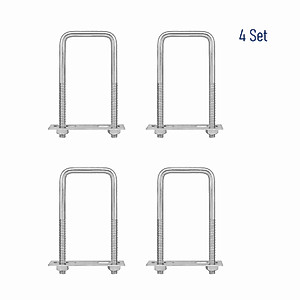 FOCMKEAS 4 Sets 304 Stainless Steel Square U-Bolts 2"(50mm) Inner Width, 3.15"(80mm) Length Stainless M6 with Nuts, Frame Plate, Accessories for Automobiles Trailer, Boat Trailer Industrial Parts