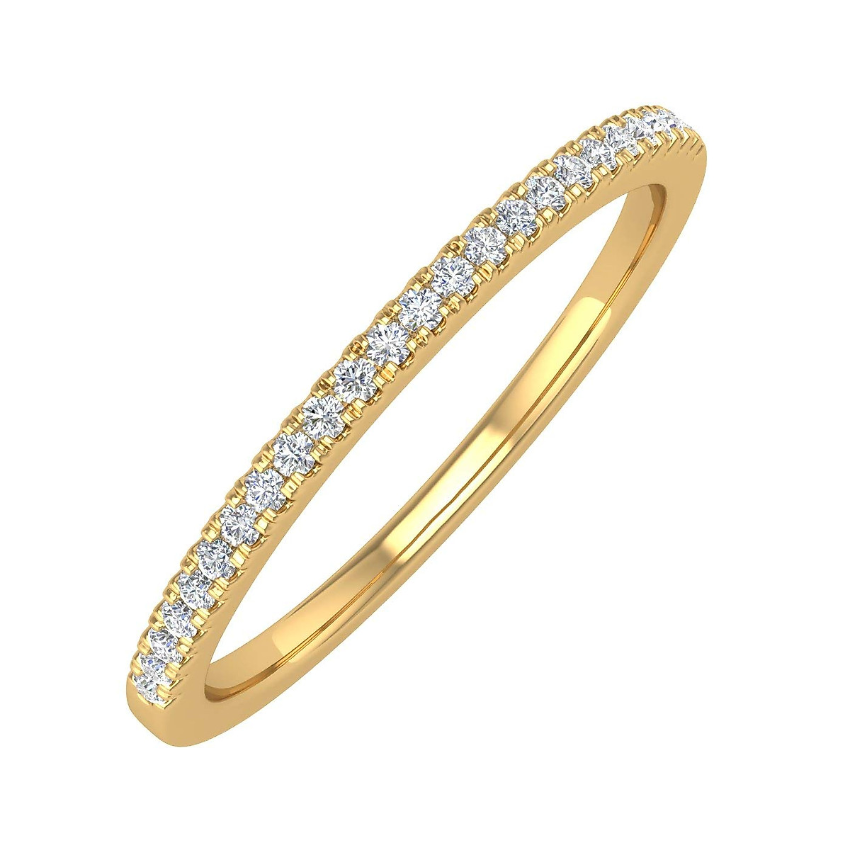 FINEROCK 1/10 Carat (ctw) 14K Yellow Gold Ladies Diamond Stackable Anniversary Ring (Ring Size 4) (I1-I2 Clarity)