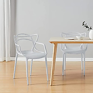 CangLong Cross Back Dining Chair Casual Chair for Restaurants, Cafes, Kitchens, Dining Rooms Set of 2, Gray