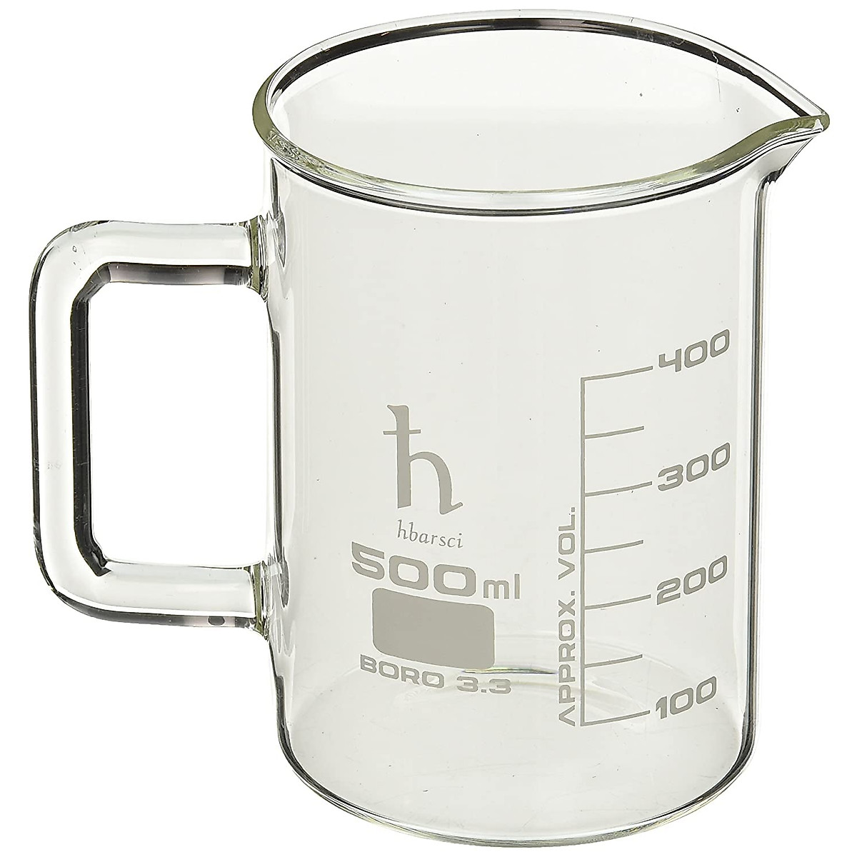 Premium Hand Crafted Beaker Mug, Thick Borosilicate 3.3 Glass, 16.9oz (500mL) Capacity - Large Size - Pint Glass or Coffee Mug Sized