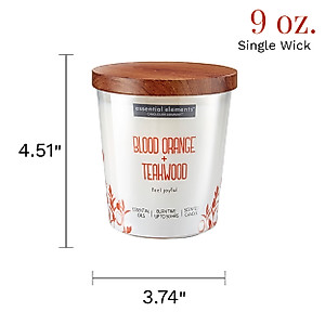 Essential Elements by Candle-lite Scented Candles Blood Orange & Teakwood Fragrance, One 9 oz. Single-Wick Aromatherapy Candle with 50 Hours of Burn Time, Off-White Color