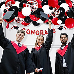 Red White Balloon Garland Arch, 12inch 10inch Red and White Balloons Red Black Balloons Confetti Balloons for Birthday Wedding Graduation Bridal Shower Retirement Party Decorations
